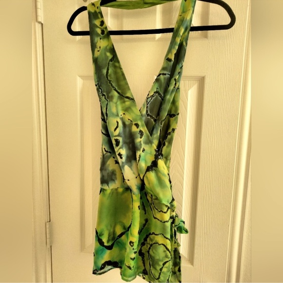 BCBGMaxAzria | Tops | Bcbgmaxazria Green Silk Wrap Top | Poshmark